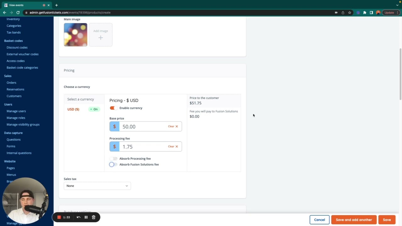 Setting up Products for Online Event Product Sales With Fusion Tickets