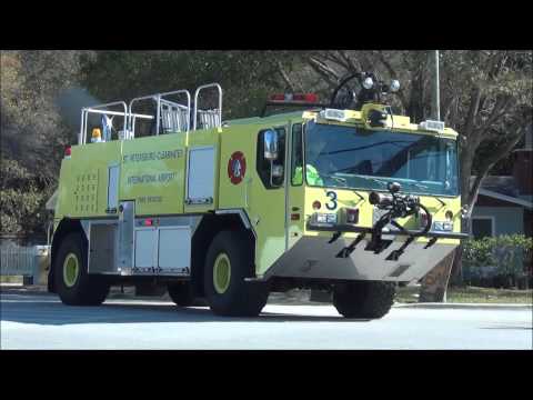 ST PETE CLEARWATER AIRPORT CRASH TRUCK 3 LEFT AIRPORT PROPERTY TO GO TO A PLANE CRASH 1/2 MILE AWAY