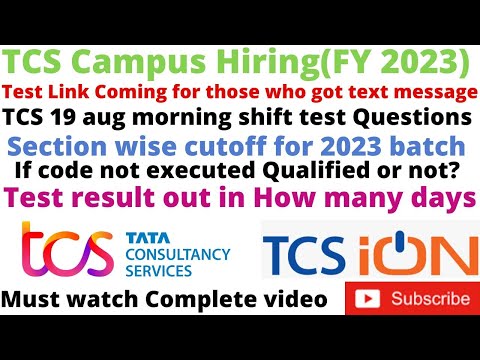 TCS Ninja Cutoff 2023 |TCS NQT 19aug questions |TCS Exam Link for 2023 #tcs#tcshiring#2023batch#jobs