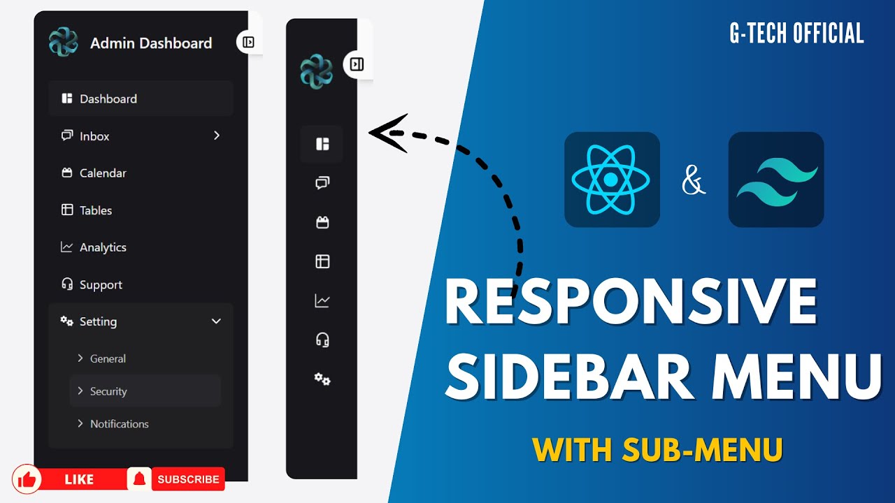 Build a Responsive Sidebar with React js and tailwind css