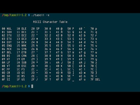 tascii, ASCII table in terminal
