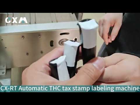 CX-RT Automatic CBD/THC jar tax stamp labeling machine #taxstamplabelingmachine #CBD #THC