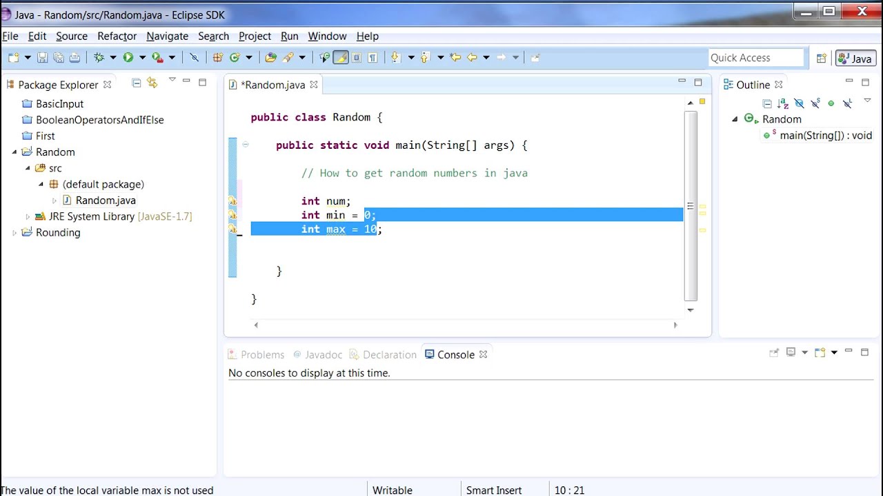 How to tutorial Java: Random numbers