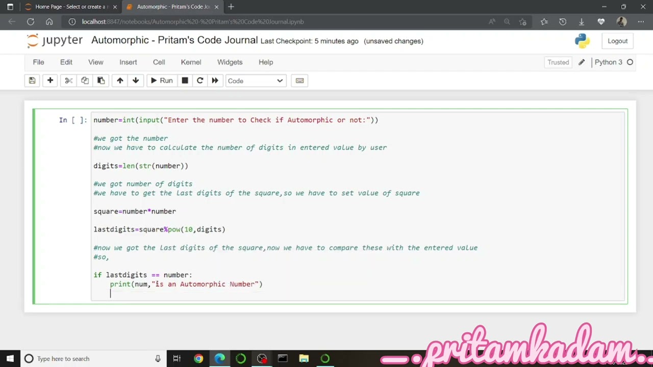 Python Source code to Check for Automorphic Number
