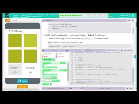 Unit 5 - Lesson 10 #14: Steps 2 And 3 - Add checkCorrect(buttonId) And Event Handlers