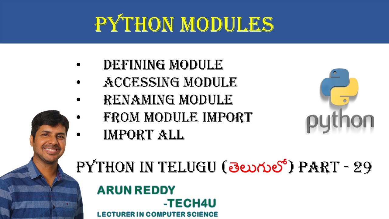 PYTHON IN TELUGU PART 29 - PYTHON MODULE | PYTHON MODULES IN TELUGU | MODULES IN PYTHON TELUGU |