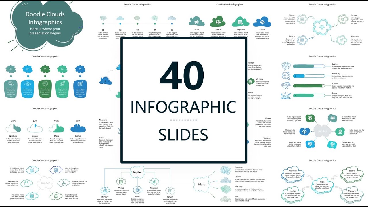 Doodle Cloud Infographic PowerPoint Template – 40 Fun Slides for Visual Storytelling & Data