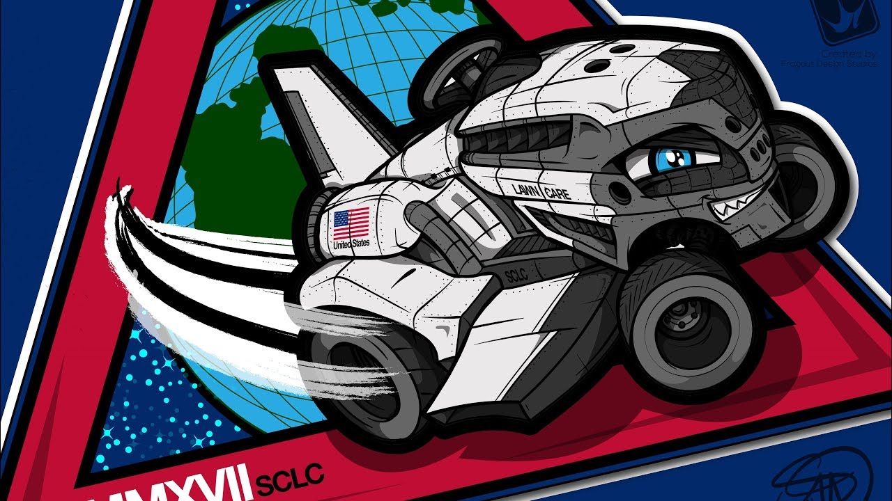 Space City Lawn Care logo and illustration Design By Fragout Design - Houston Texas