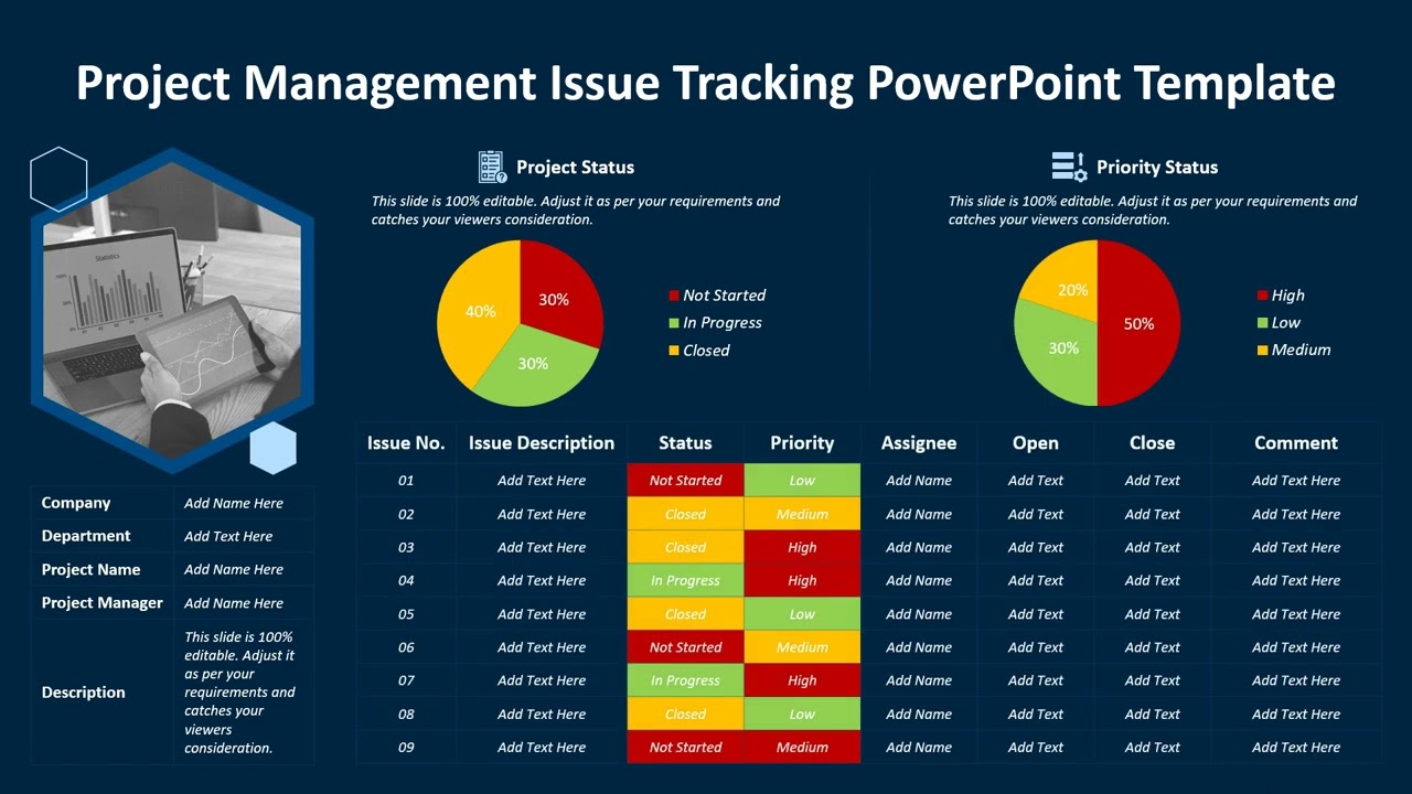 Project Management Issue Tracking PowerPoint Template | Kridha Graphics