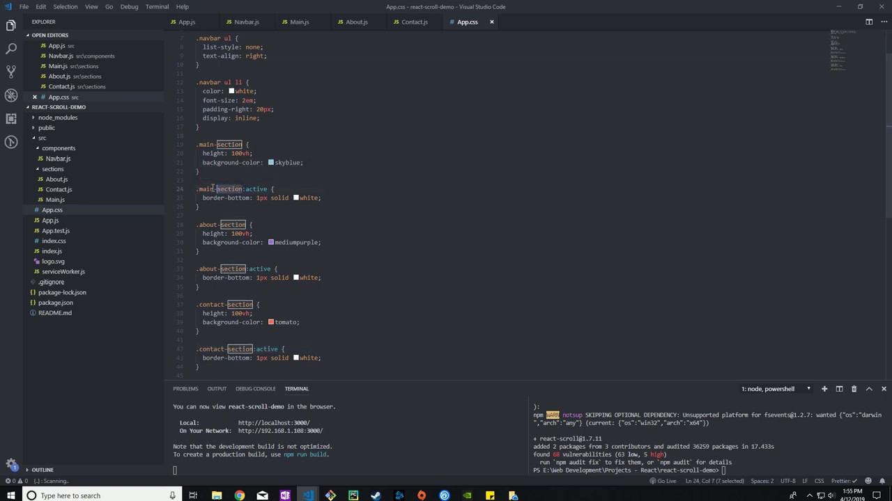 How to use React.JS - React Smooth Scroll