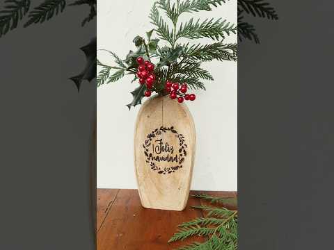 Grabado con láser en madera. Jarrón navideño. Centro de mesa navideña. Descuento máquina Xtool