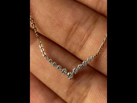 V Shaped Diamond Necklace, 14K Gold Chevron Pendant, Dainty Layering Necklace
