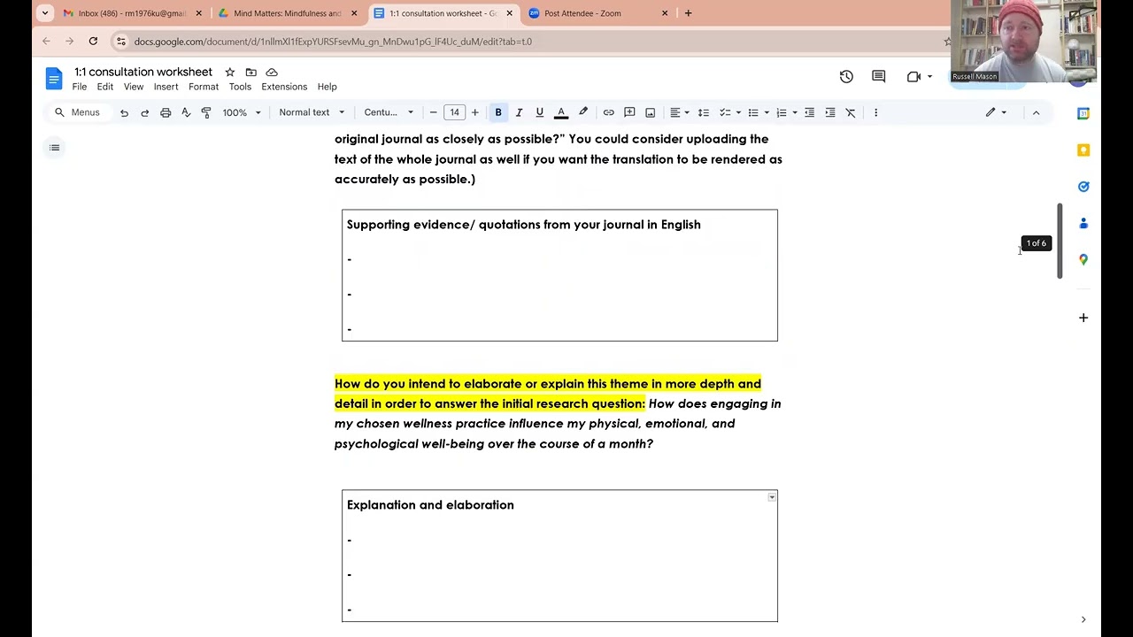 How to Complete the 1:1 Consultation Document