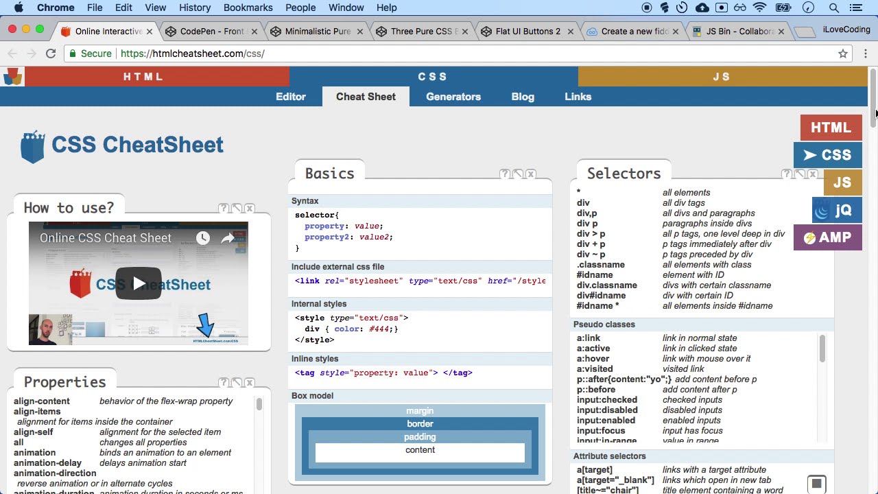 Lesson 64 - Codepen + HTML Cheatsheet