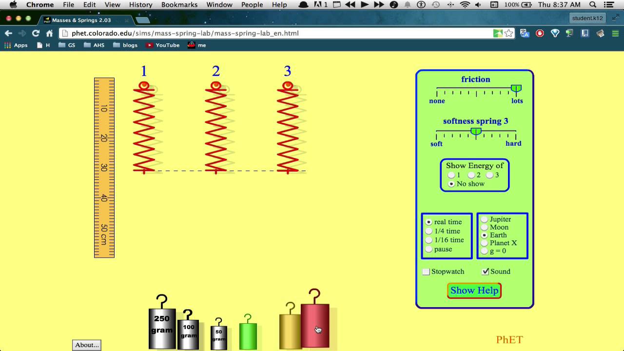 Hooke's Law Simulation Instructions