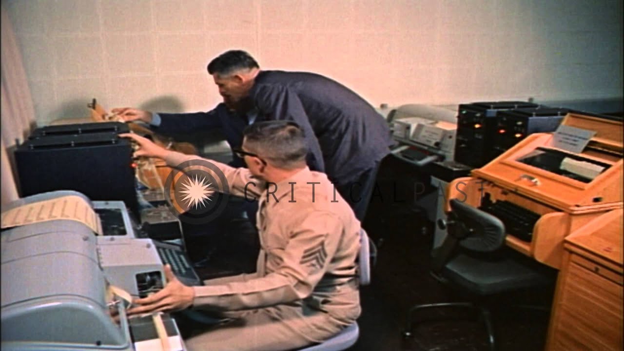 Checking of new Russian teletype machine for hot line between Pentagon and Moscow...HD Stock Footage