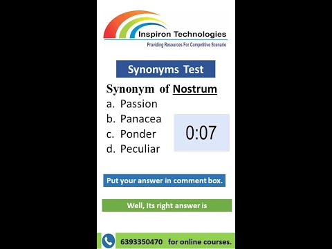 Synonym of Nostrum| Vocabulary Test | Synonyms Exercise | English Vocabulary | Inspiron Technologies