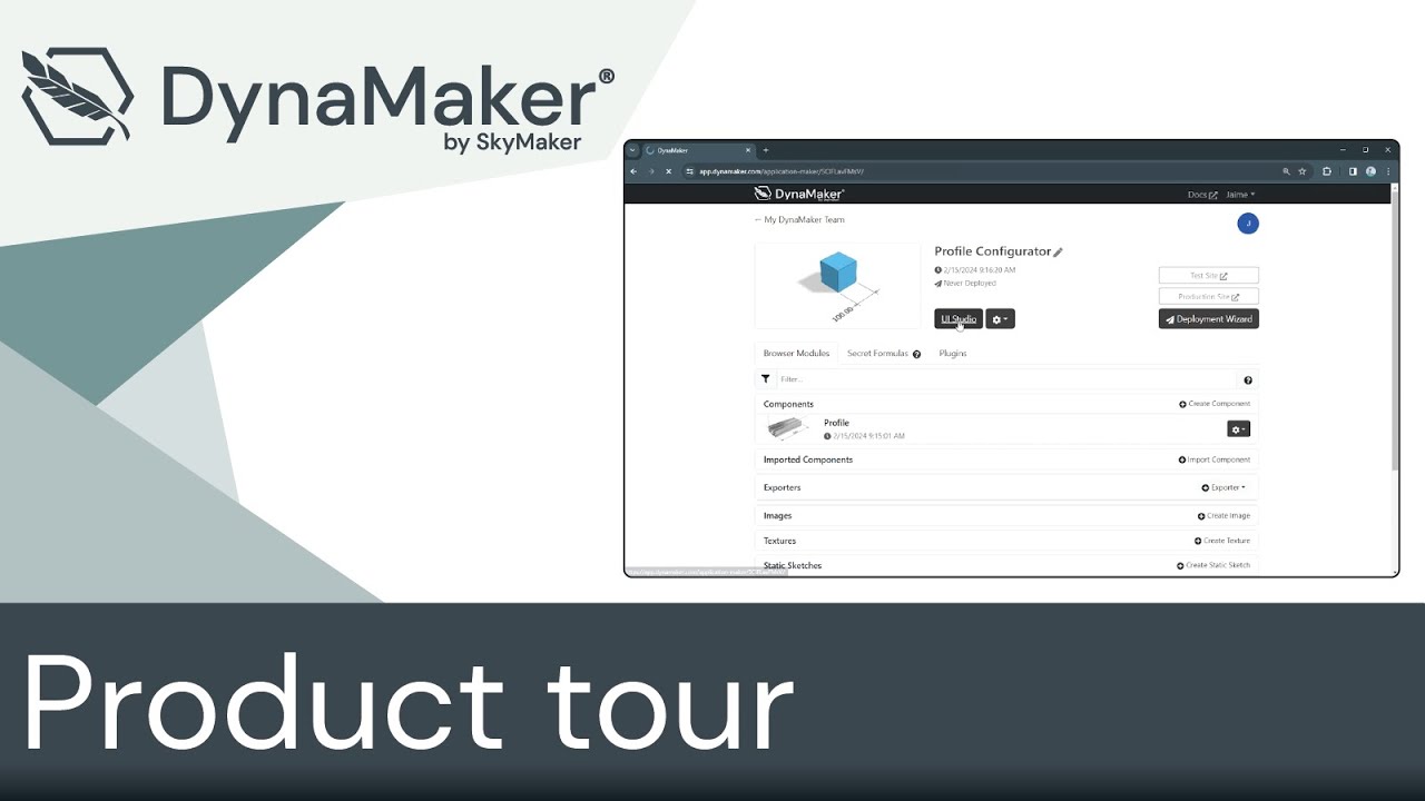 Product Tour - How to develop online CAD configurators with DynaMaker
