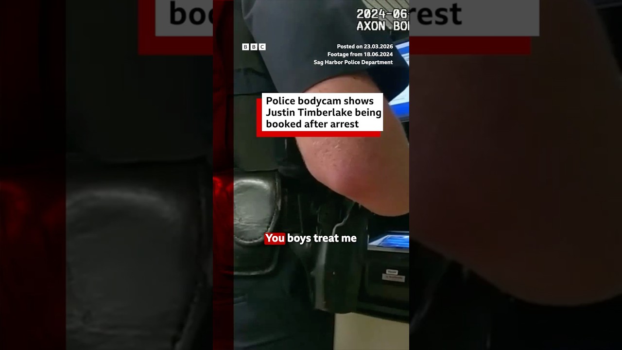 Police bodycam shows Justin Timberlake being booked by police. #JustinTimberlake #BBCNews