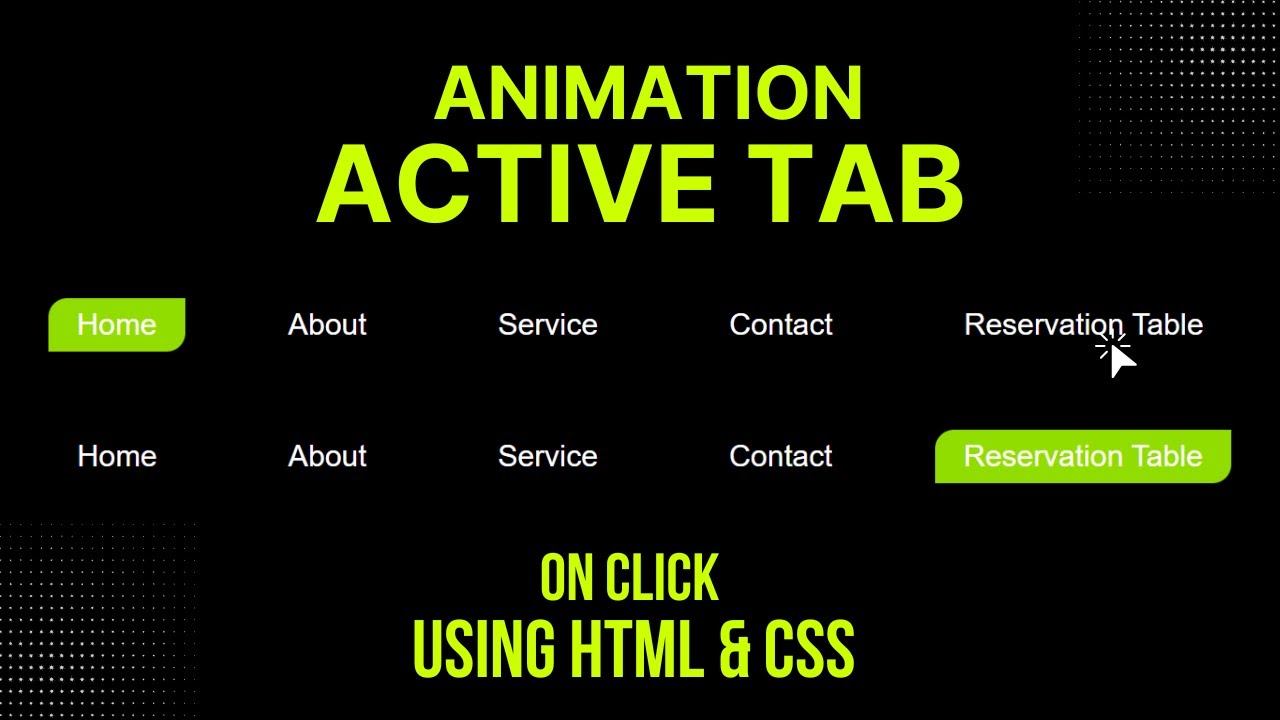 Animated Navigation Menu Bar on click using HTML CSS | active Menu Animation