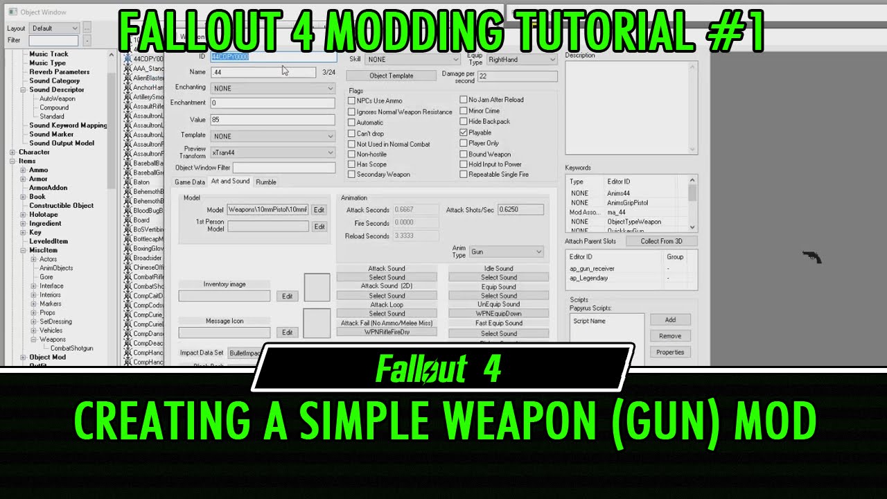 Fallout 4 Creation Kit Modding Tutorial 1 - Creating a Simple Weapon Mod