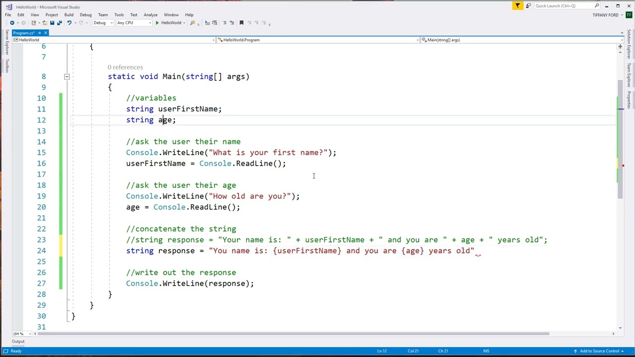 Using String Interpolation in C#