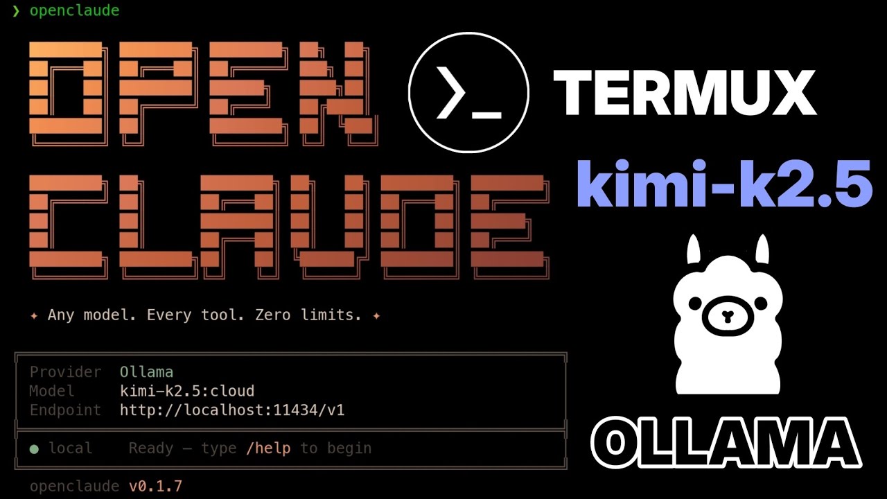 OPENCLAUDE the FREE CLAUDE-CODE in TERMUX | Ollama | Kimi-k2.5