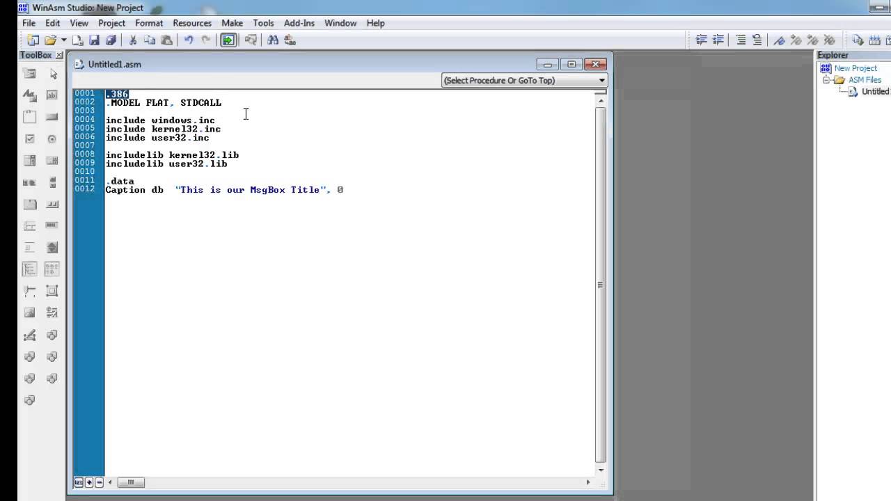 Assembly Programming - Windows Message Box