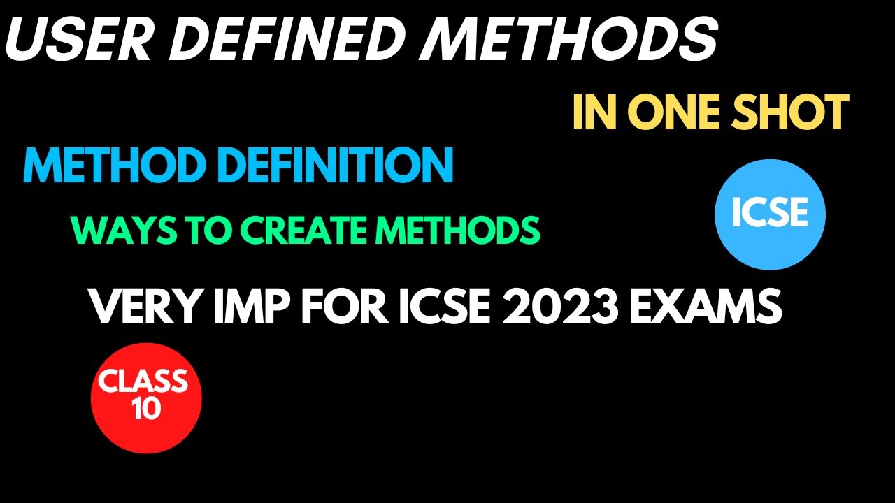 user defined methods class 10 icse | user defined methods in java | learn easily | icse 2023