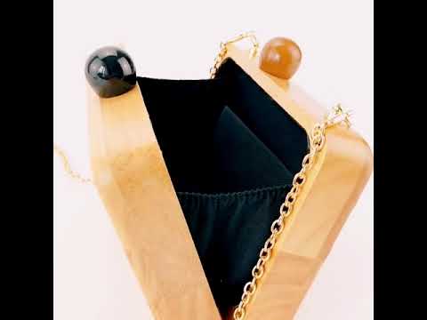 Vogue Fair Fashion Ball Shape closure Wooden Clutch Natural Evening Bag Chic Shoulder Purse