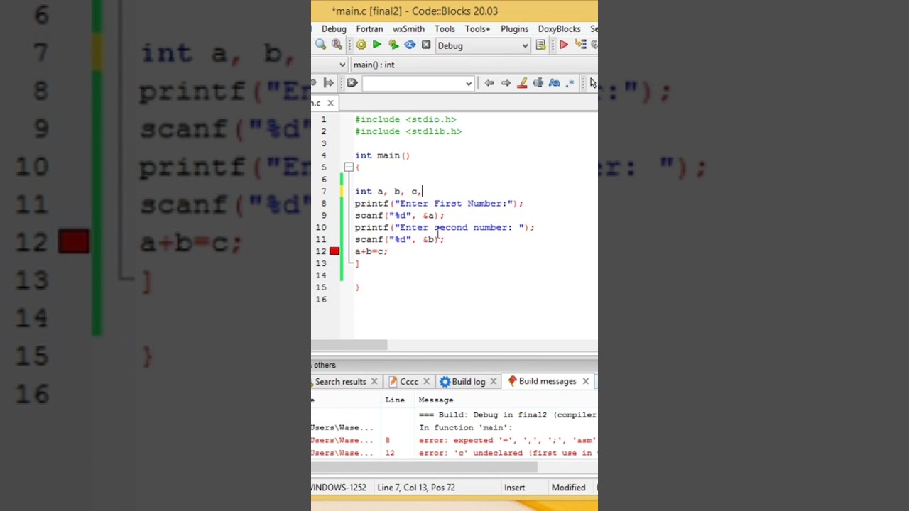 Errors found in C Program #code #coding #programming #clanguage #clanguageforbeginners #codeblocks