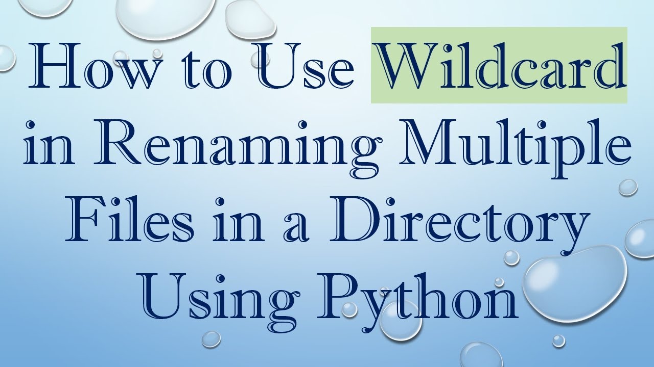 How to Use Wildcard in Renaming Multiple Files in a Directory Using Python