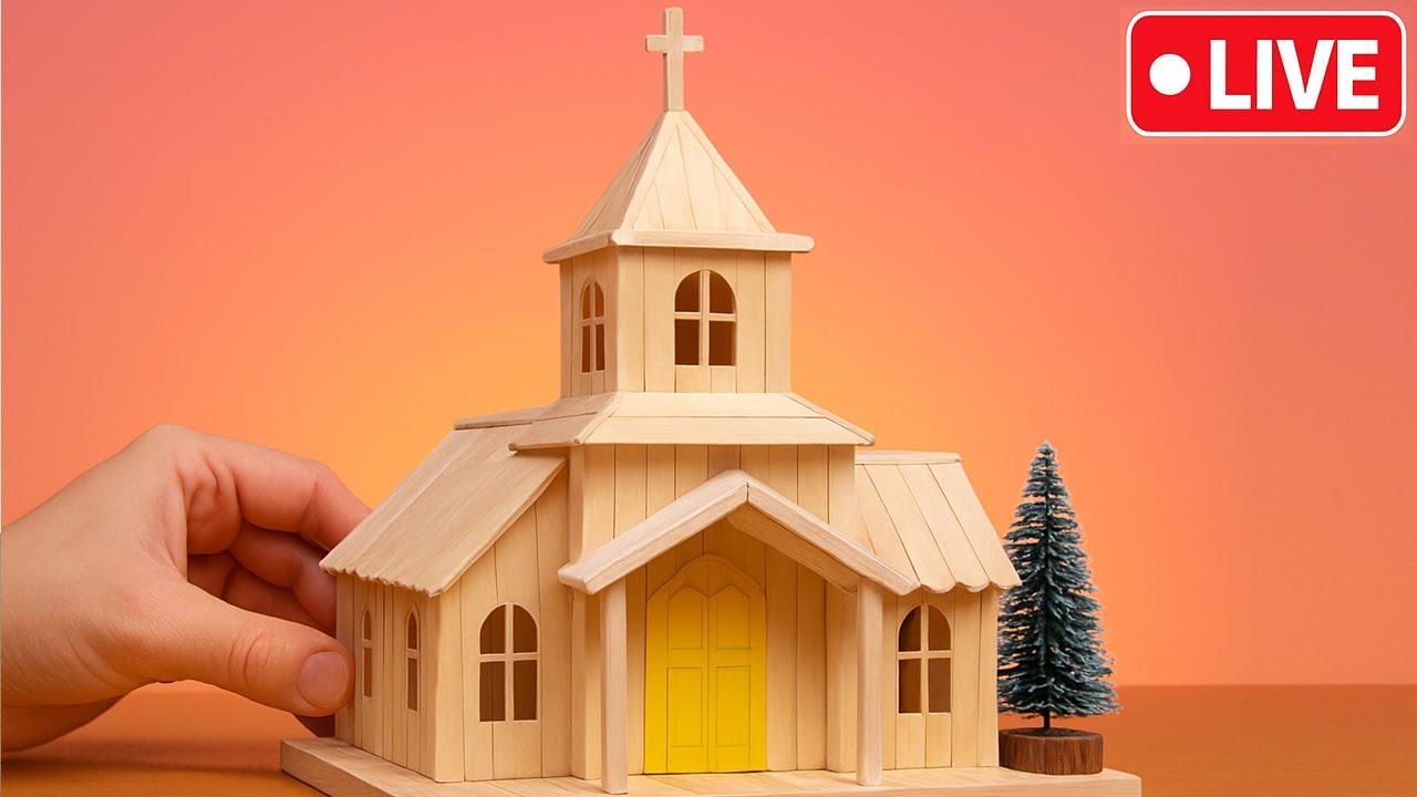 LIVE NOW 🔴 DIY Popsicle Stick Church | Handmade Christmas Decoration Idea 🎁