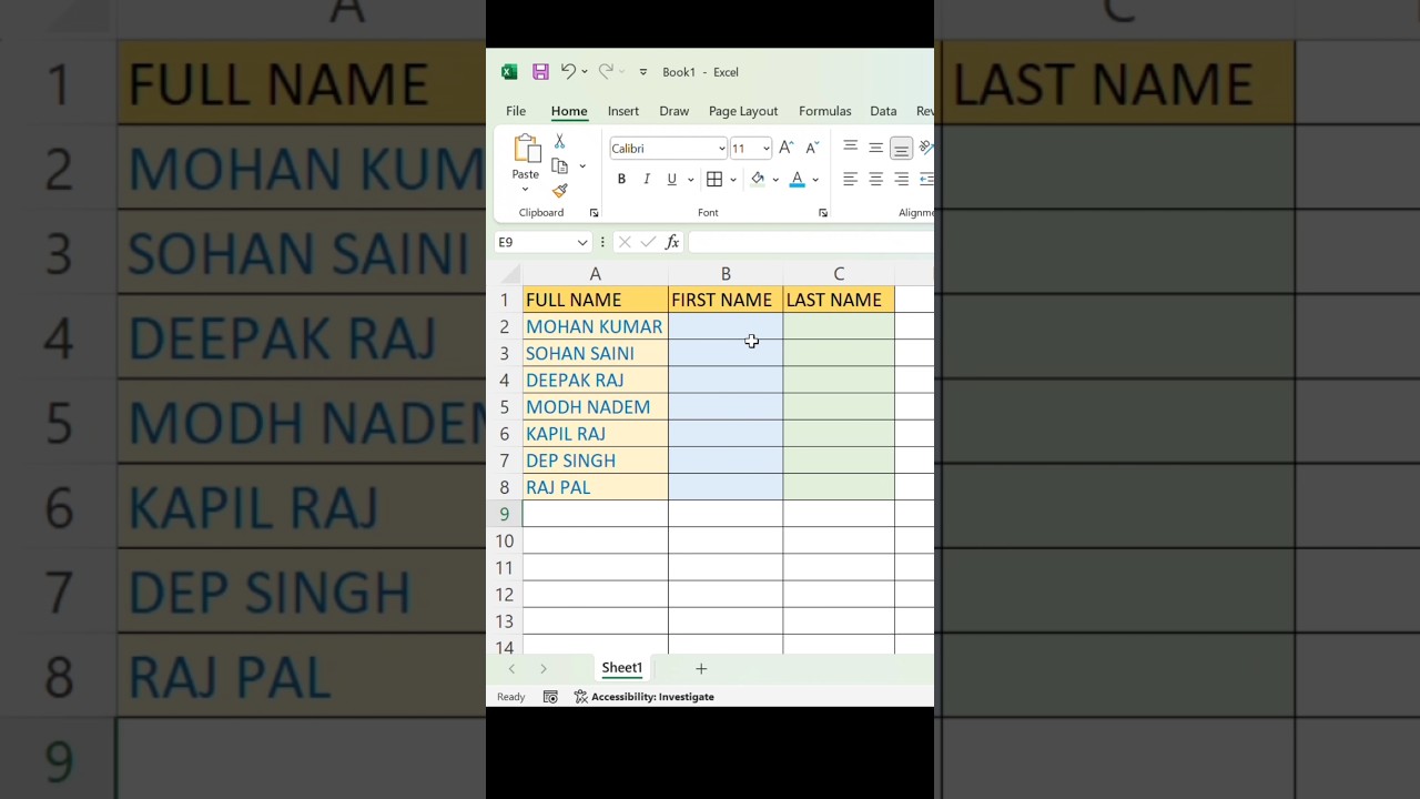 First Name & Last Name Simple Trick in Advance Excel 🥶 ££ Couple as