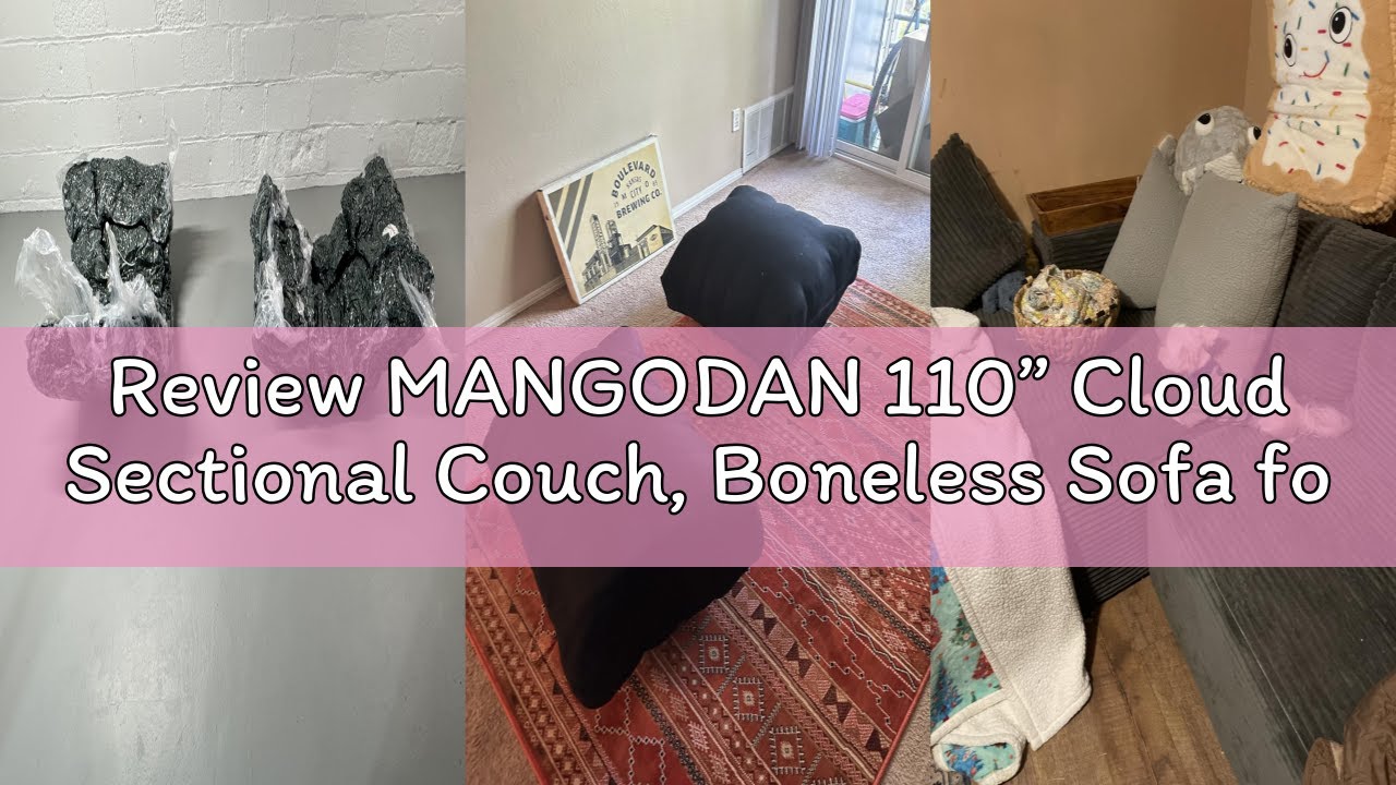 Review MANGODAN 110” Cloud Sectional Couch, Boneless Sofa for Living Room, Modular Sectional Sofa wi