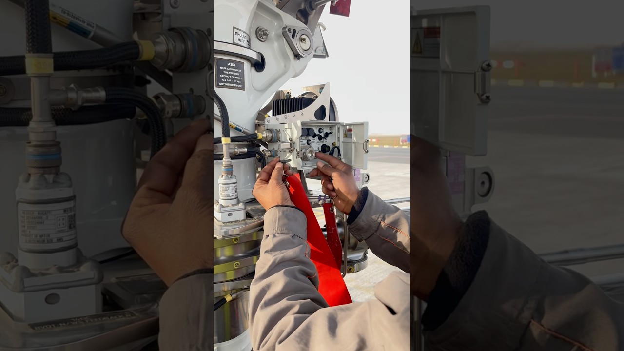Installing the Bypass pin on Airbus350 #nosepin #towpin #aviation