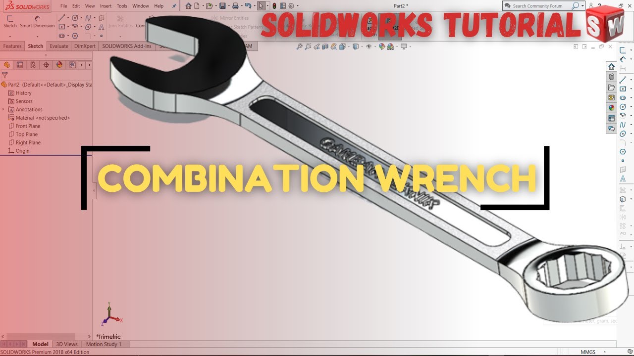 SolidWorks Tutorial | How to design Combination Wrench easily | Sketch and Modelling