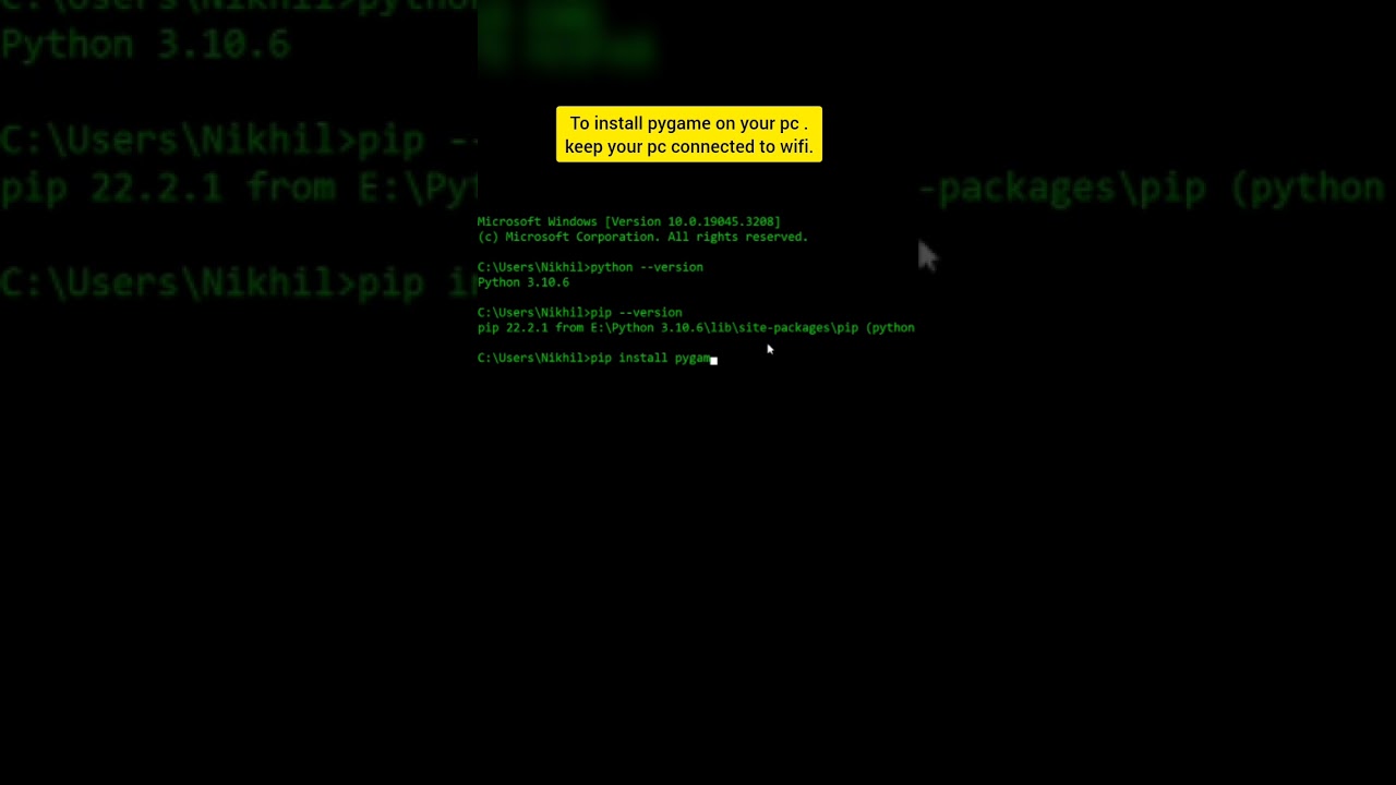How to install pygame on PC or desktop using cmd.#pythontutorial