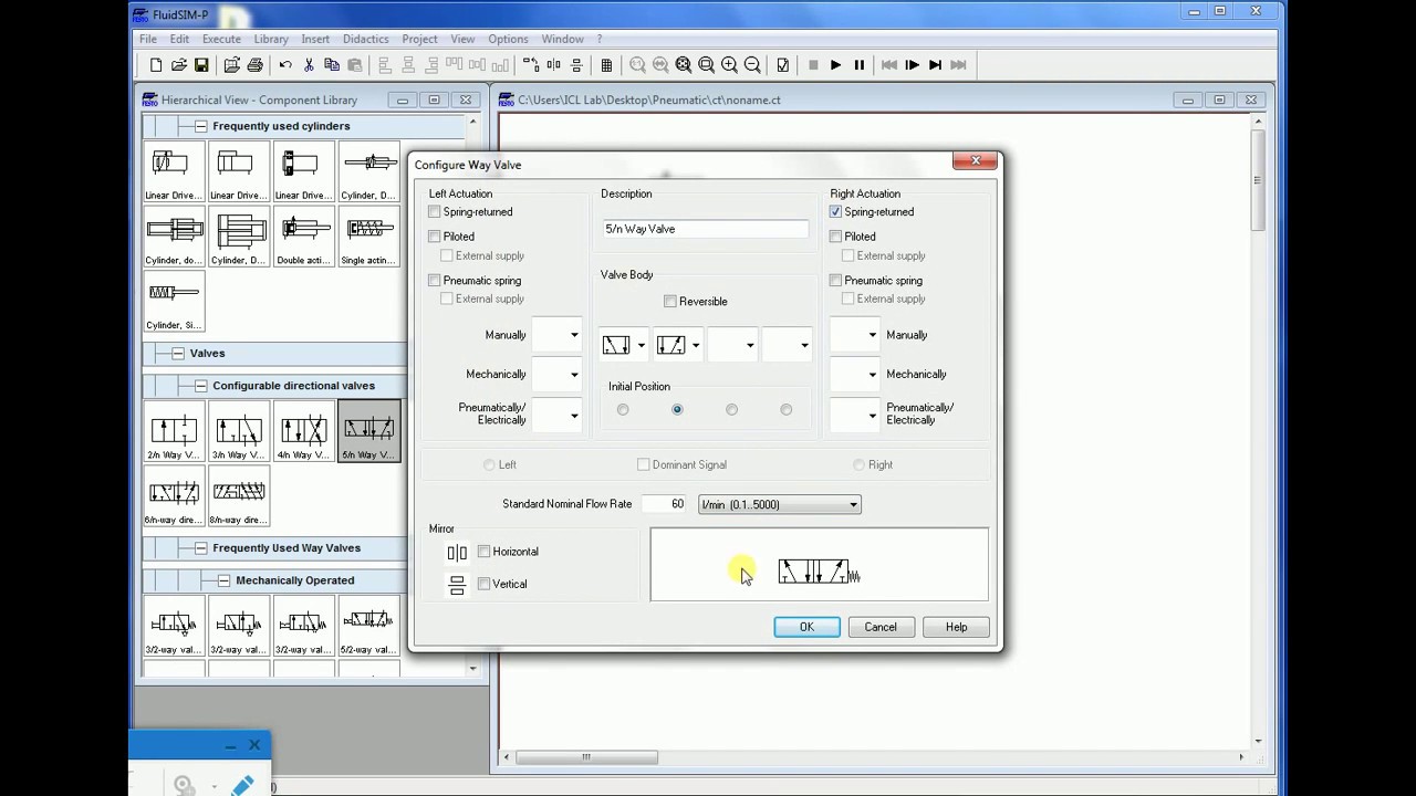 Fluid Sim How to draw the basic pneumatic circuit