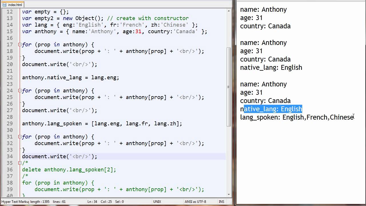Javascript Tutorial 24 - Intro to Objects