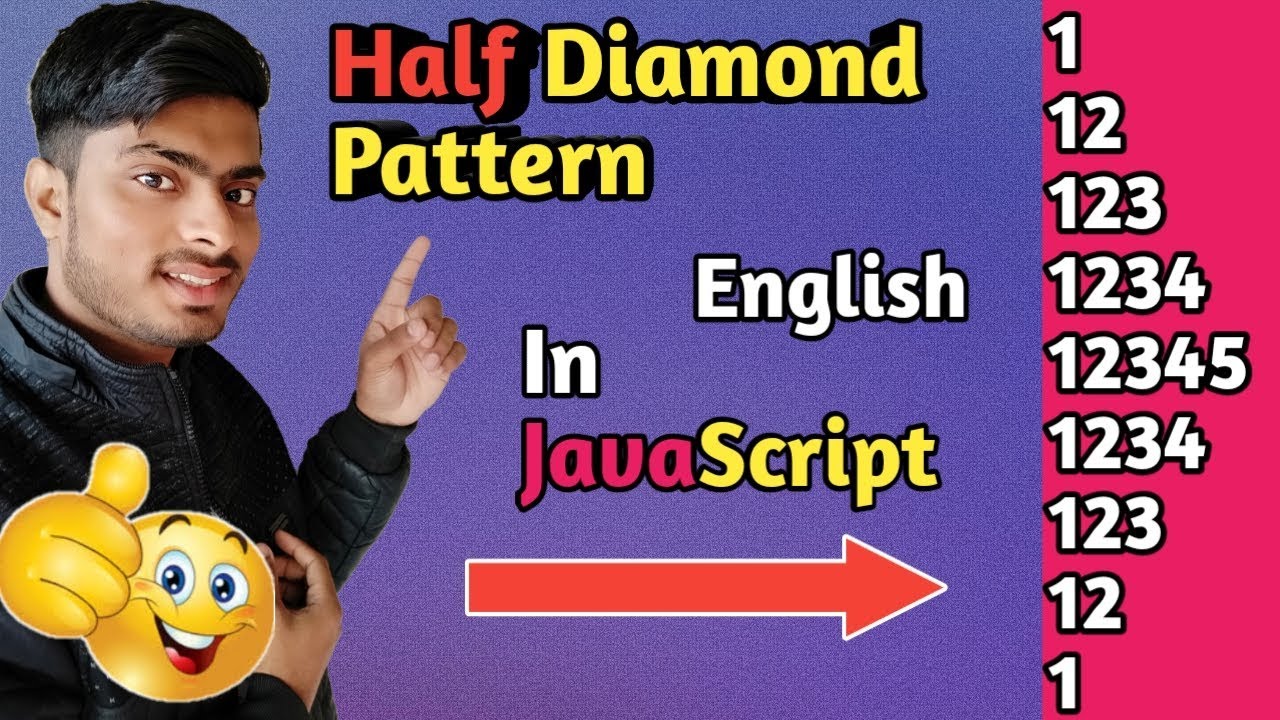half diamond pattern in javascript | pattern in javascript 2019