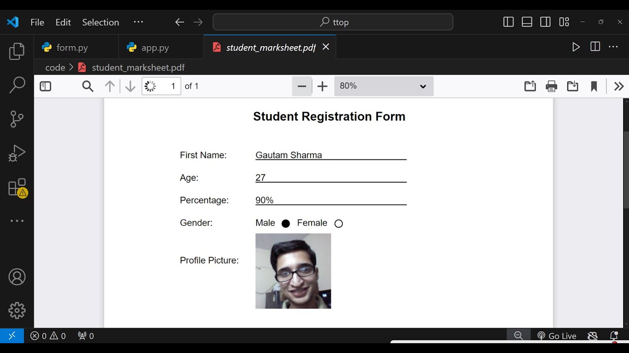 Master ReportLab in Python to Build Student Marksheet PDFs with Form Fields and Image Full Tutorial