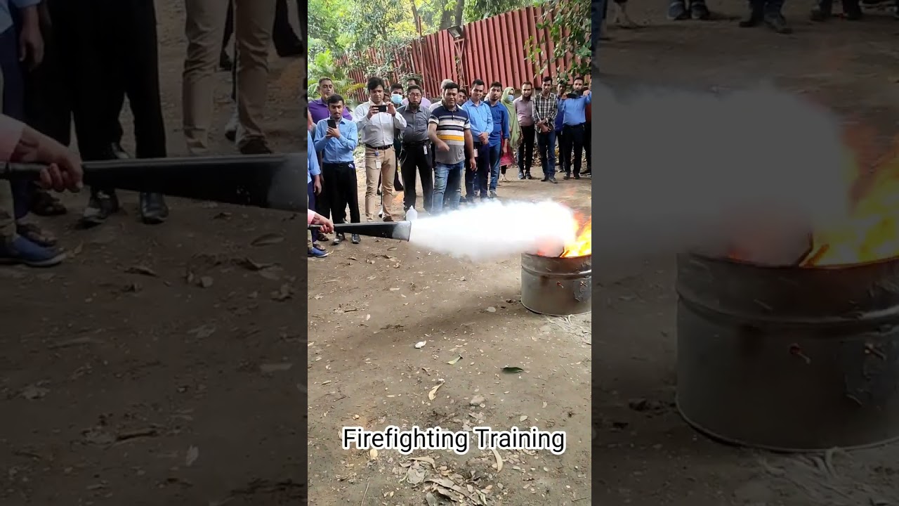 A fire drill is practicing