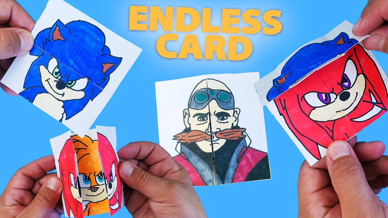 TUTORIAL Sonic Transformations. Endless card DIY. Paper toy antistress Idea. PAPER CRAFTS for FANS