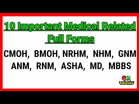 10 Important Medical Related Full Forms||Full Form Of NRHM,NHM,GNM,ANM,RN,ASHA,MD,MBBS,CMOH,BMOH