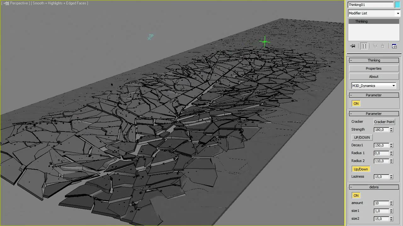 Thinking Particles test, ground collapse