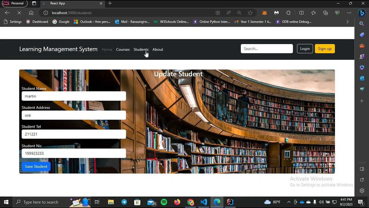 Simple Learning Management System Spring Boot,React Js,MySQL | with free Source Code