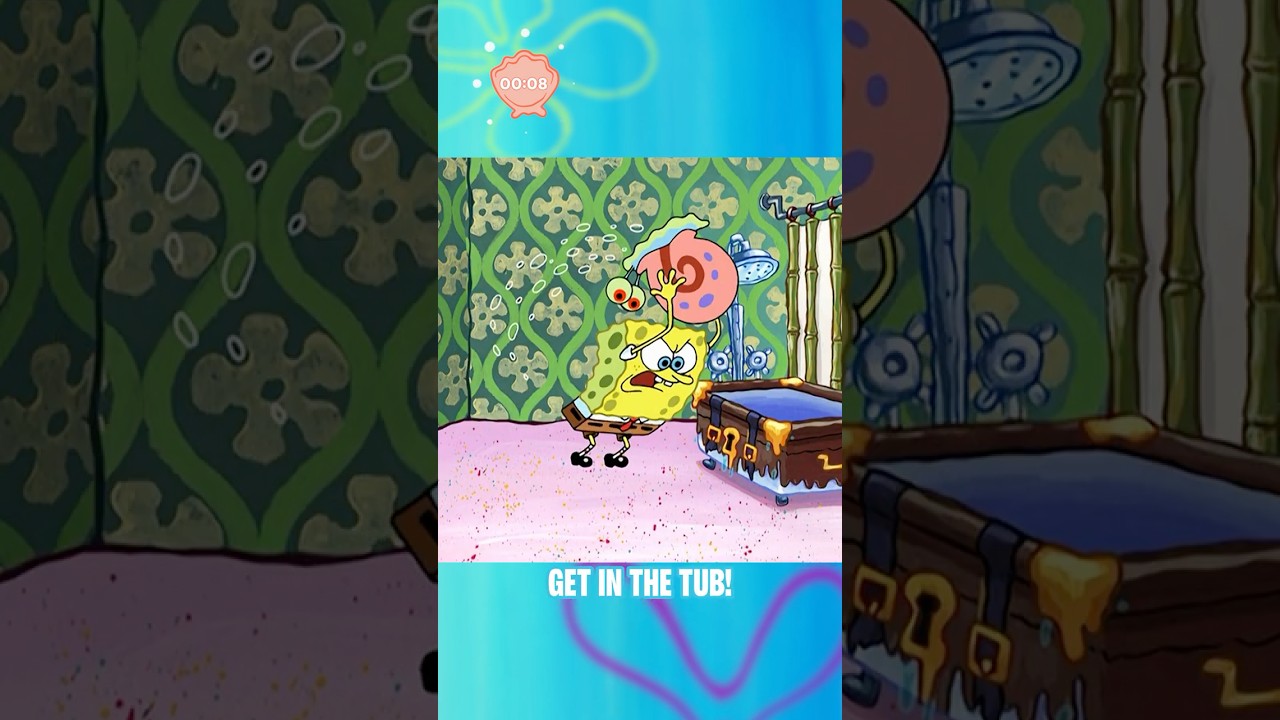 spongebob gives gary a bath 🧼