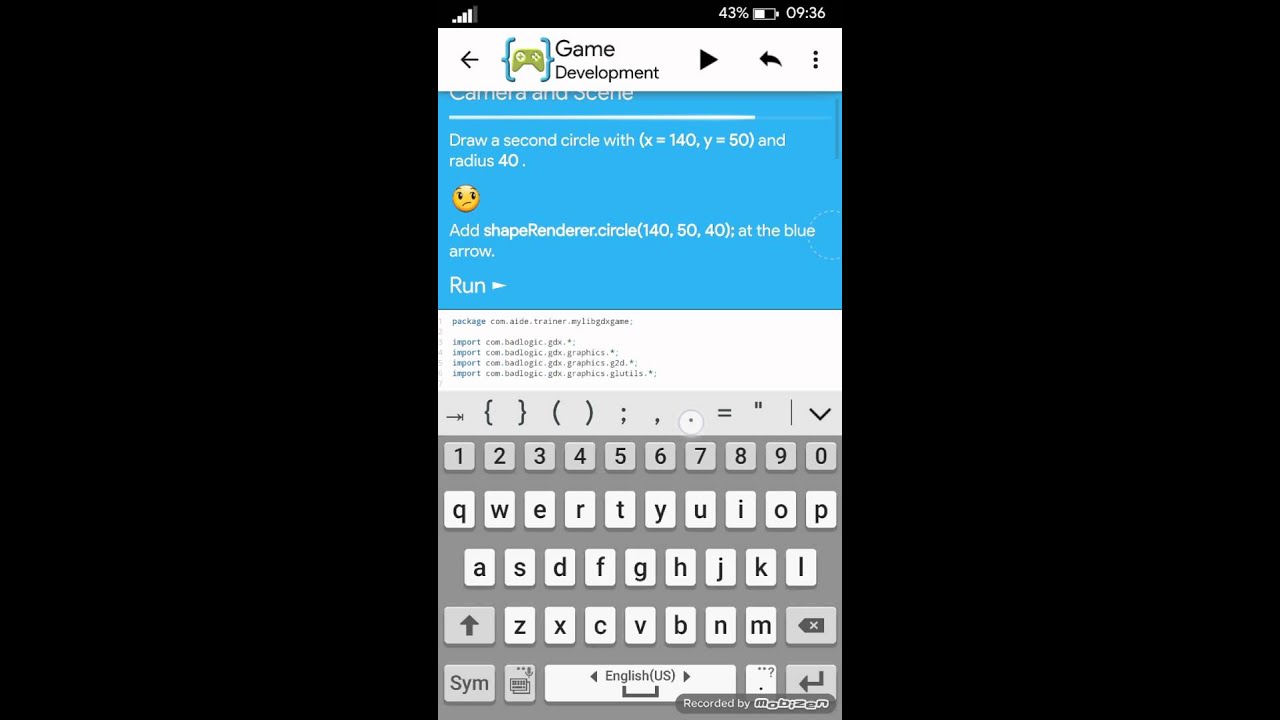 AIDE IDE lessons (libGDX) java ep3
