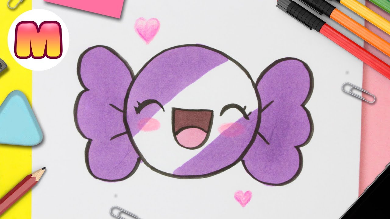 HOW TO DRAW A KAWAII CANDY - How to draw kawaii food - EASY AND STEP BY STEP